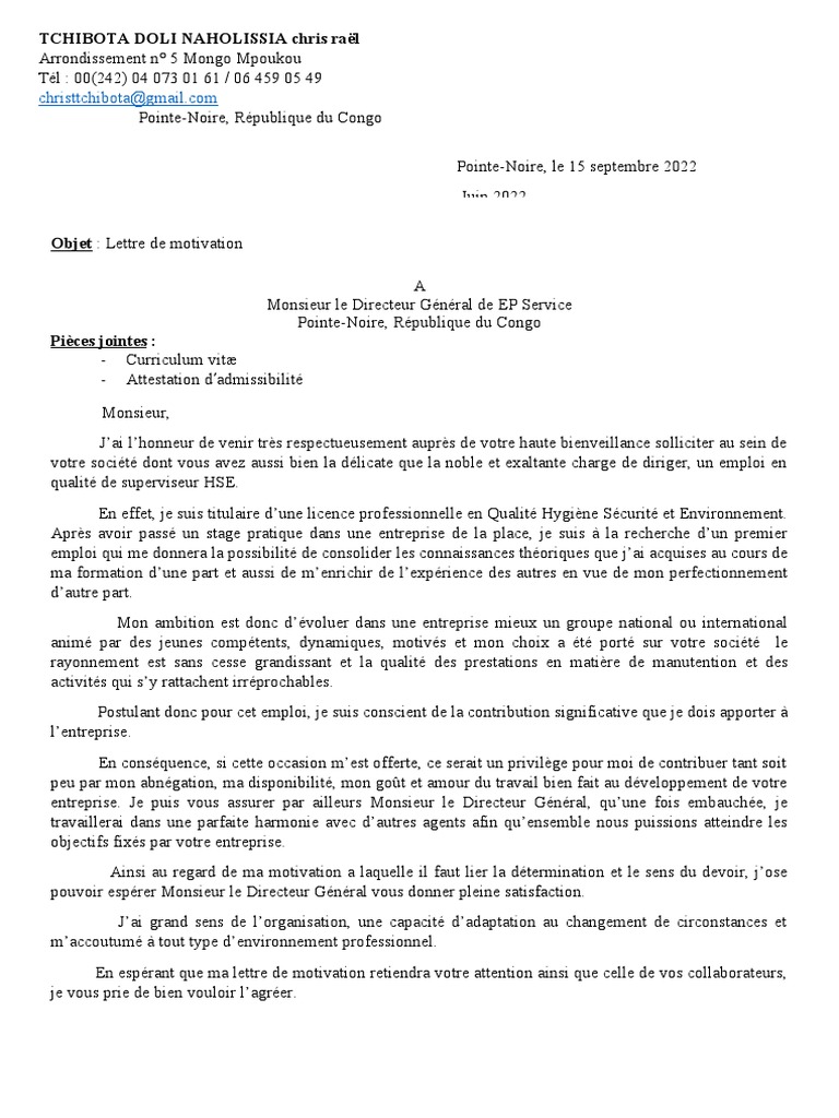 Lettre de Motivation 2022 | PDF | Motivation | Motivant