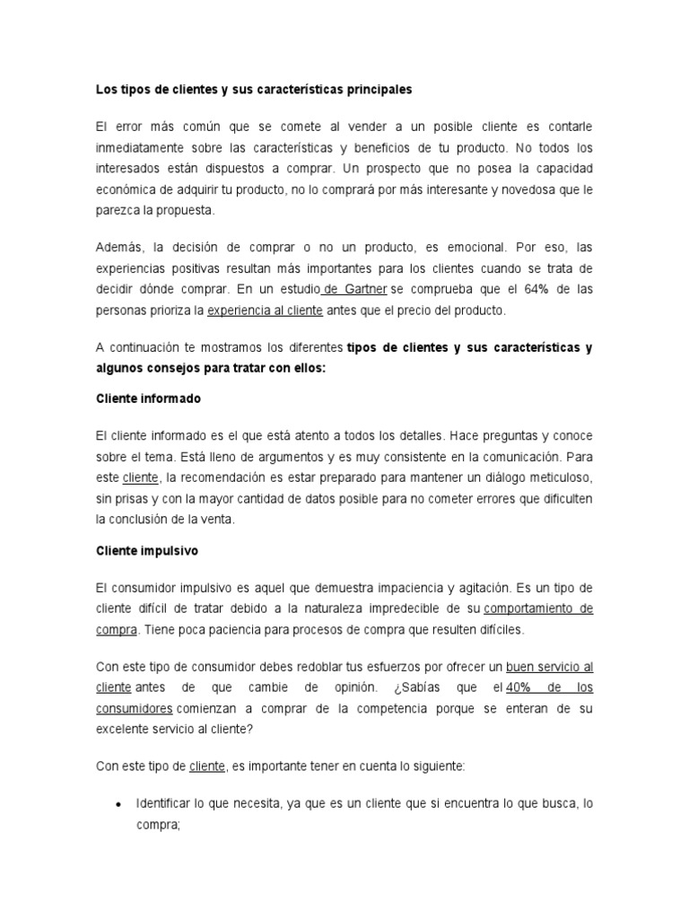 Tipos de Clientes y sus Características | PDF | Negocios