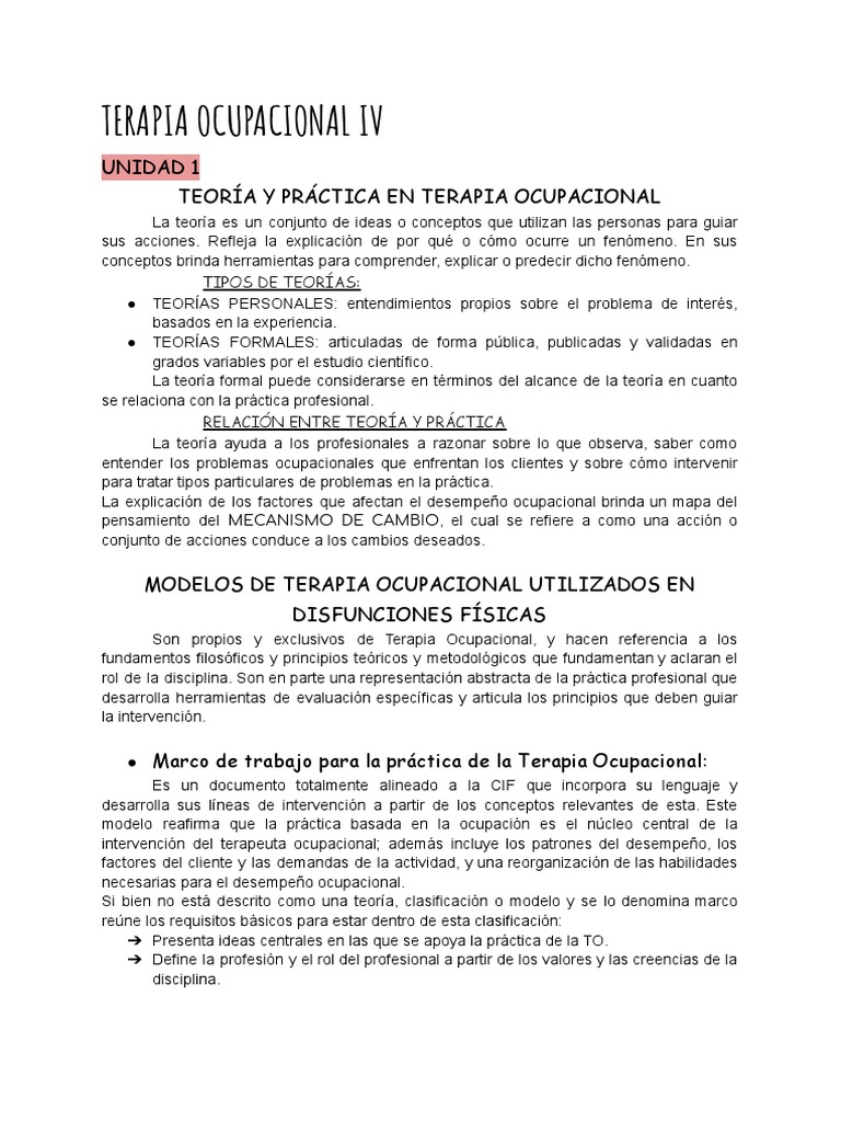 Teoría y Práctica en Terapia Ocupacional | PDF | Terapia ocupacional ...