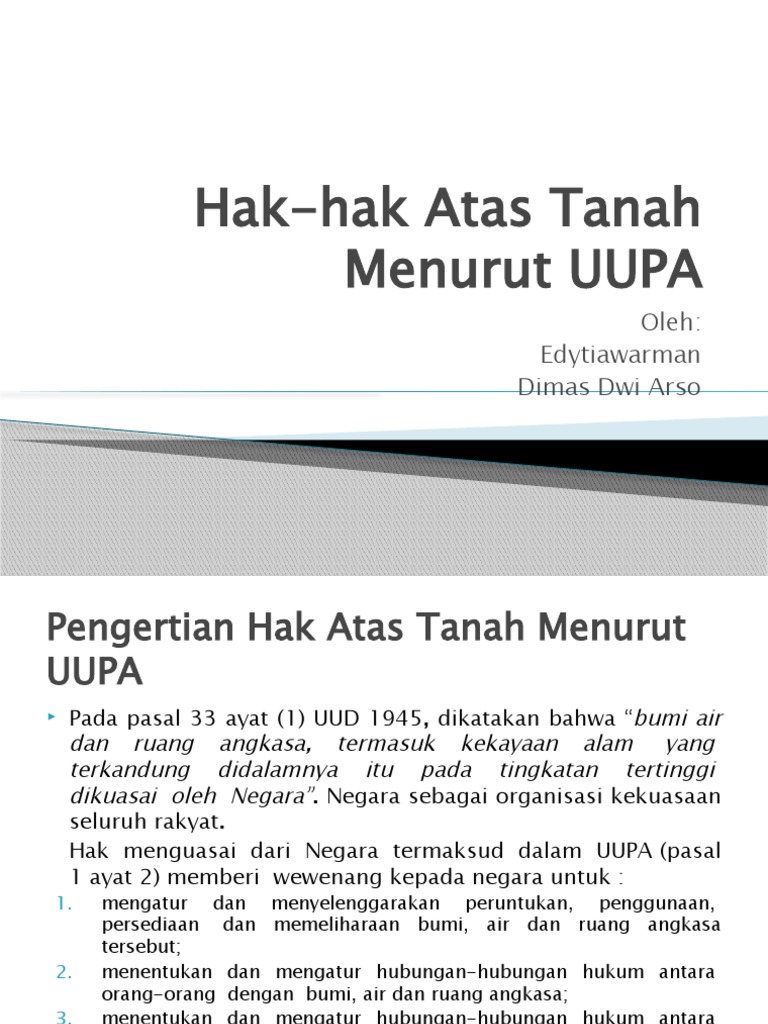 Hak-Hak Atas Tanah Menurut UUPA | PDF