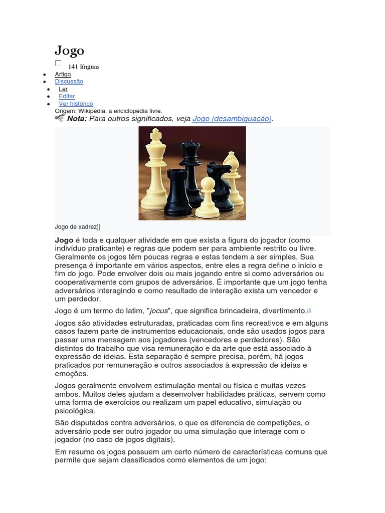 Jogo | PDF | Jogos