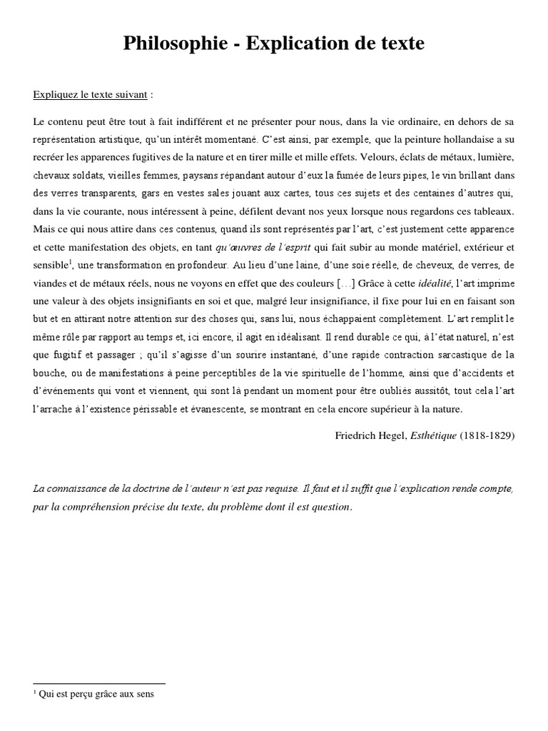 Explication de Texte Hegel | PDF | Art