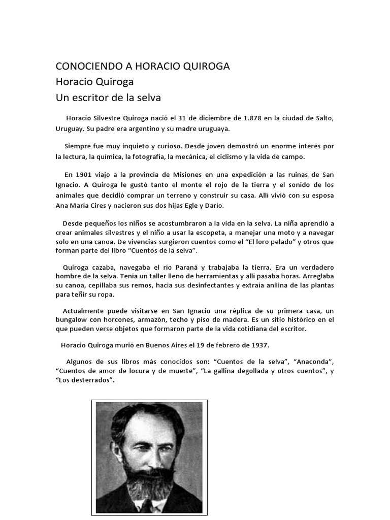Vida y obra de Horacio Quiroga | PDF