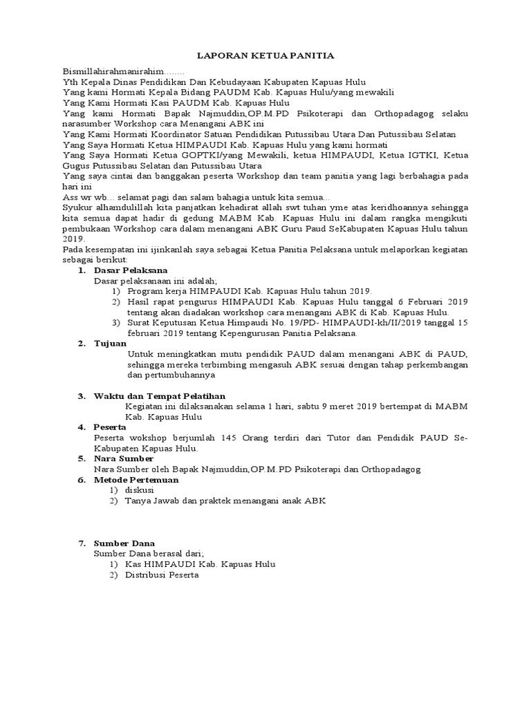 Laporan Ketua Panitia | PDF