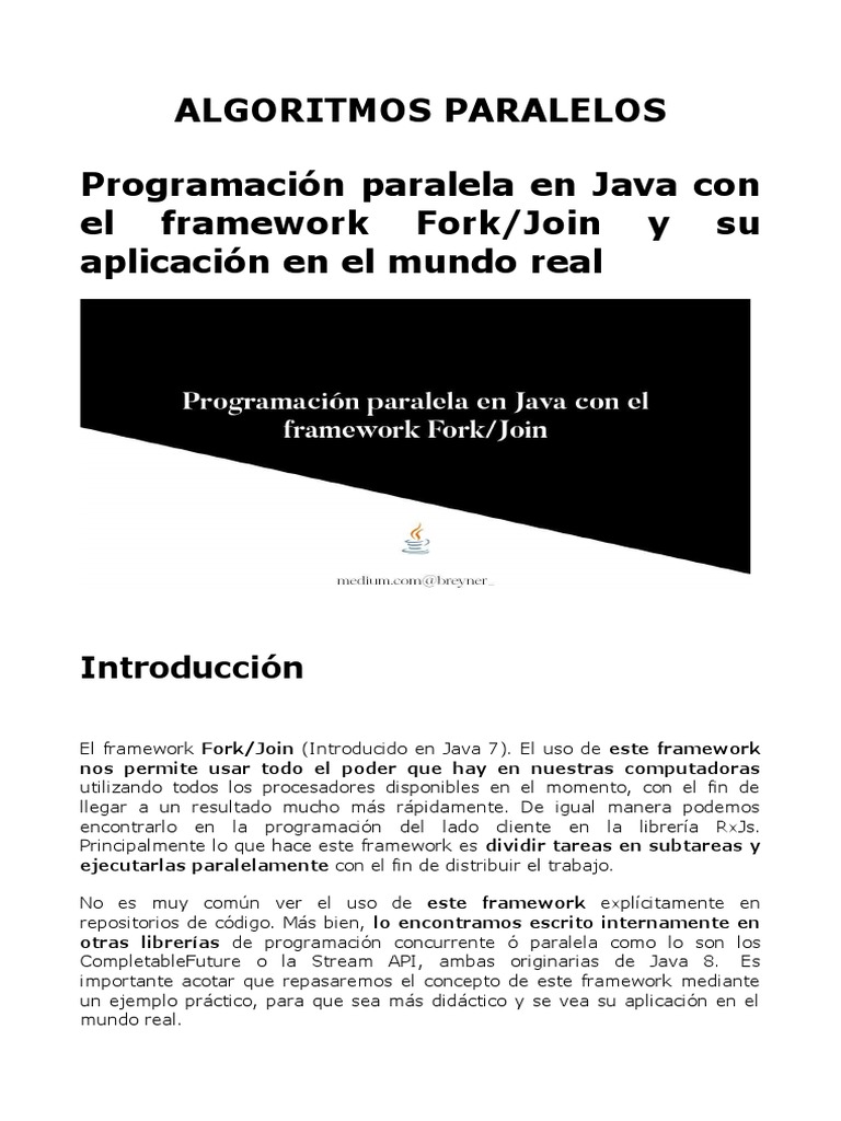 Programacion Paralela Con Java Fork-Join Ejemplo Practico | PDF