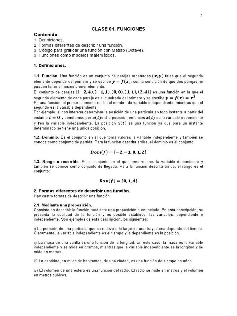 Clase 01 | PDF | Función (Matemáticas) | Matemáticas