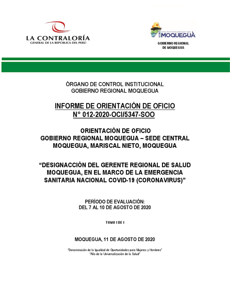 Informe de Control 012 2020 Oci 5347 | PDF | Gobierno