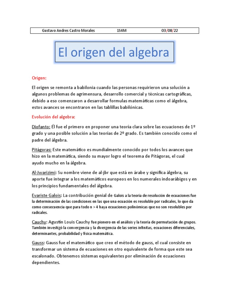El Origen Del Algebra | PDF
