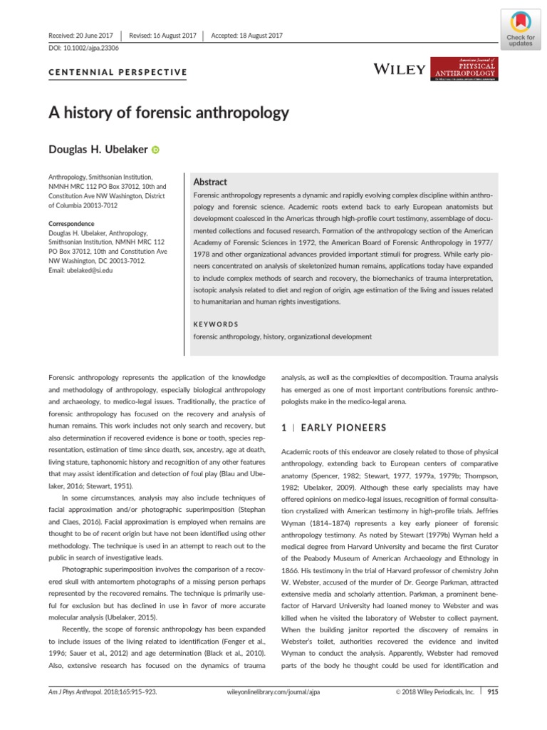 Forensic Anthropology: A Historical Overview | PDF | Anthropology ...