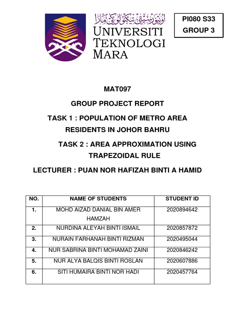 Assigntment Math Group 3 s33 | PDF | Integral | Area