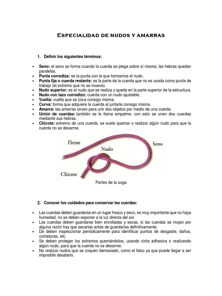 Especialidad de Nudos y Amarras | PDF | Nudo | Cuerda