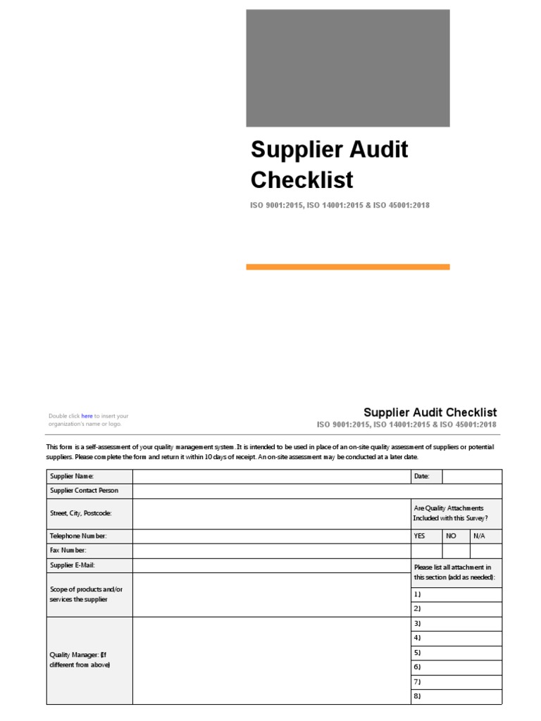 Supplier Audit Checklist | PDF | Calibration | Iso 9000