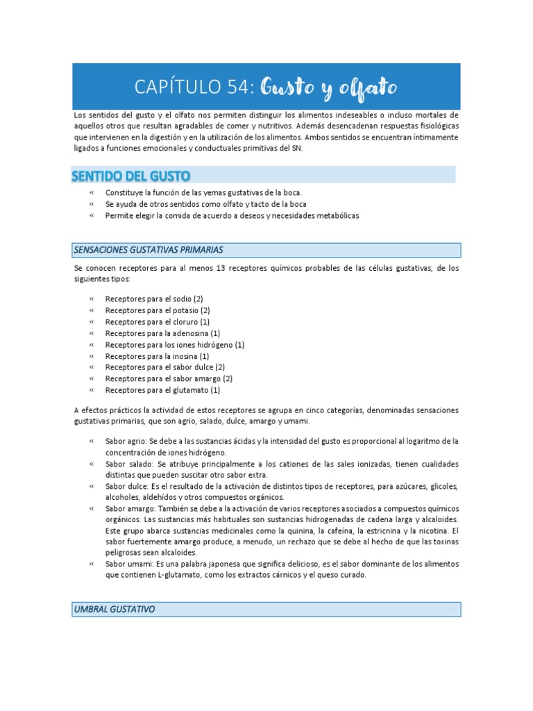 CAPÍTULO 54 Fisiologia Guyton | PDF | Gusto | Cerebro