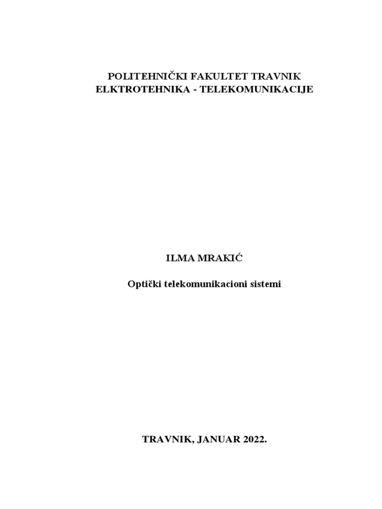 Opticki Telekomunikacioni Sistemi - 29482 | PDF