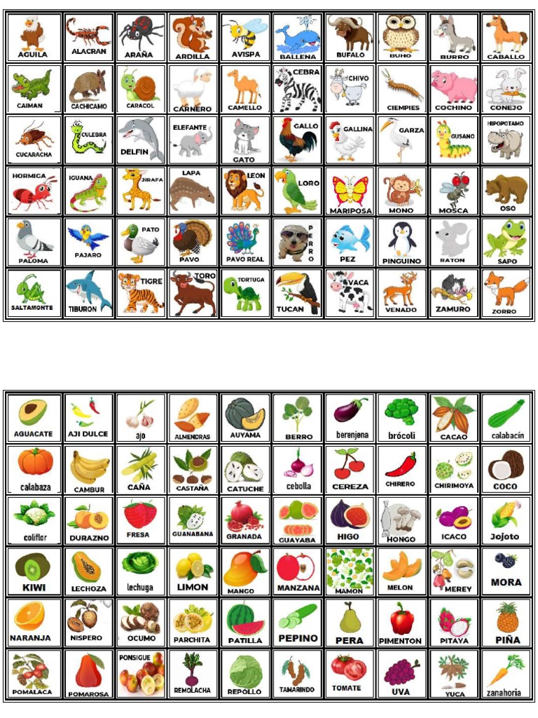Fichas de Animalitos para Jugar Loteria | PDF