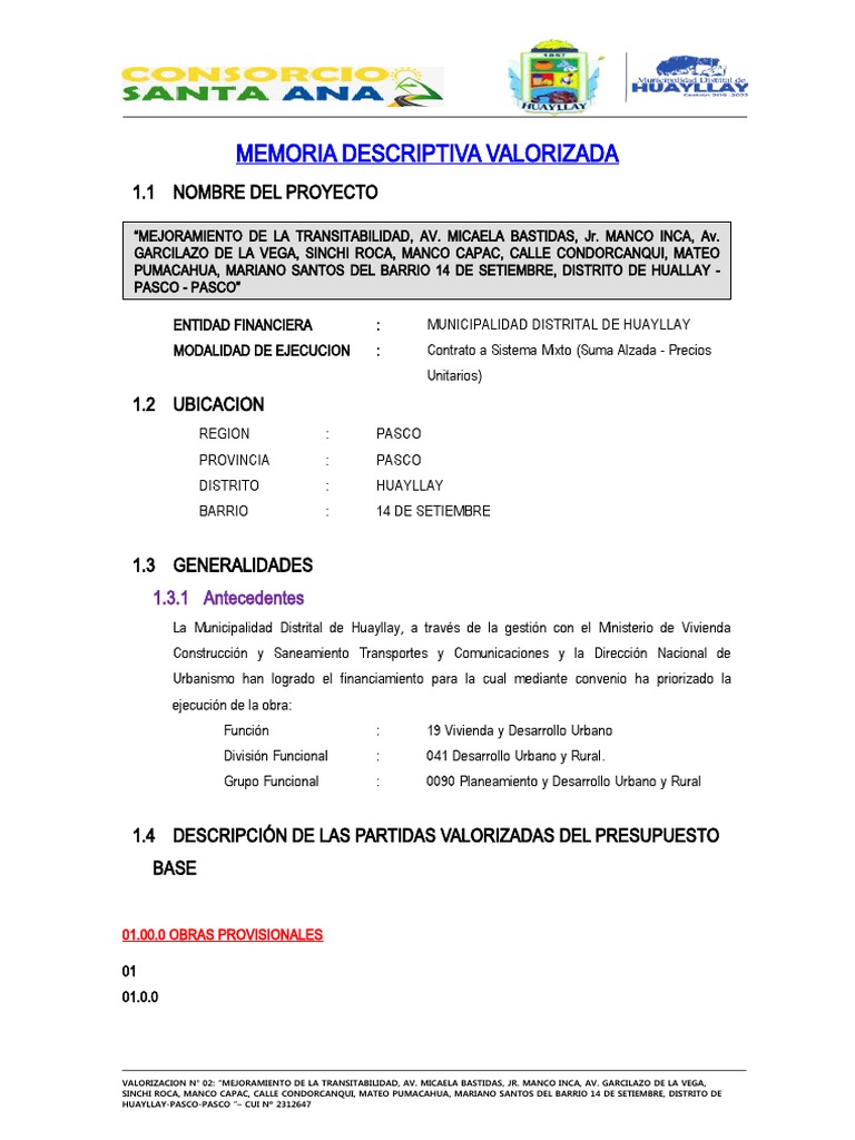 Memoria Descriptiva Valorizada Val N°02 | PDF | Hormigón | Ingeniería estructural