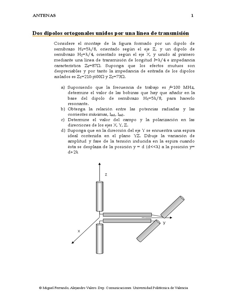 Dipolos Ortogonales Linea | PDF | Inductor | Antena (Radio)