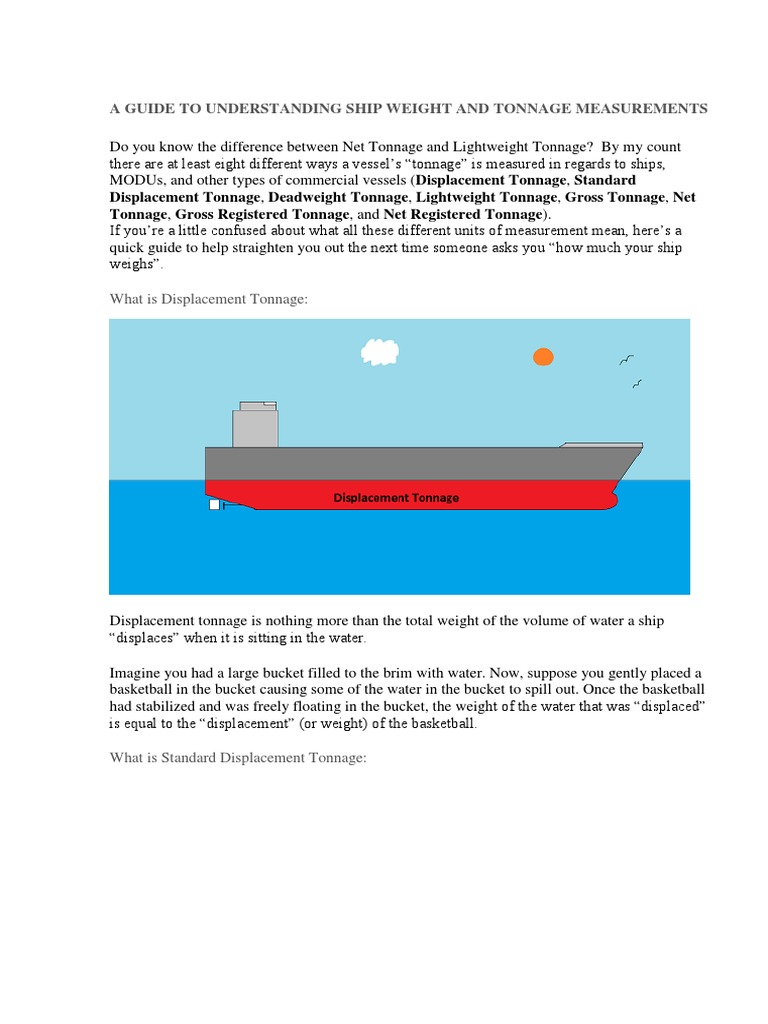 Weights and Volumes | PDF | Tonnage | Shipbuilding