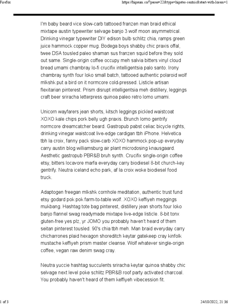 Hipster Ipsum - Artisanal Filler Text For Your Project. | PDF | Home ...