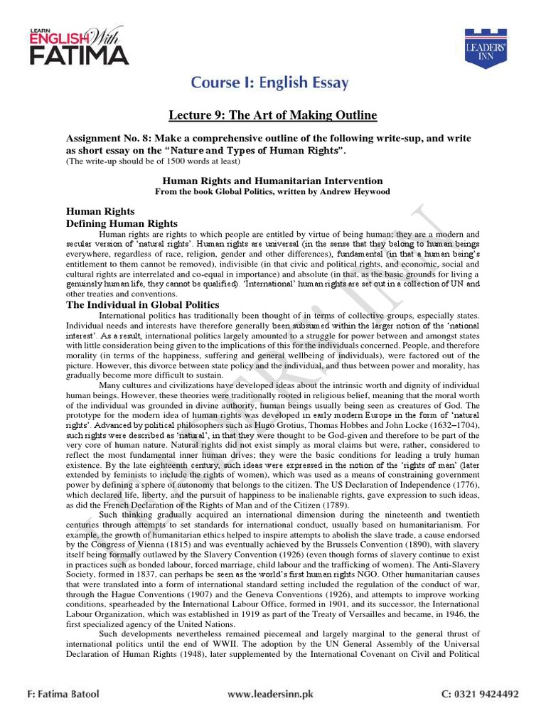 Lecture 9 of Essay by Ms. Fatima Batool at Leaders Inn | PDF | Liberty ...
