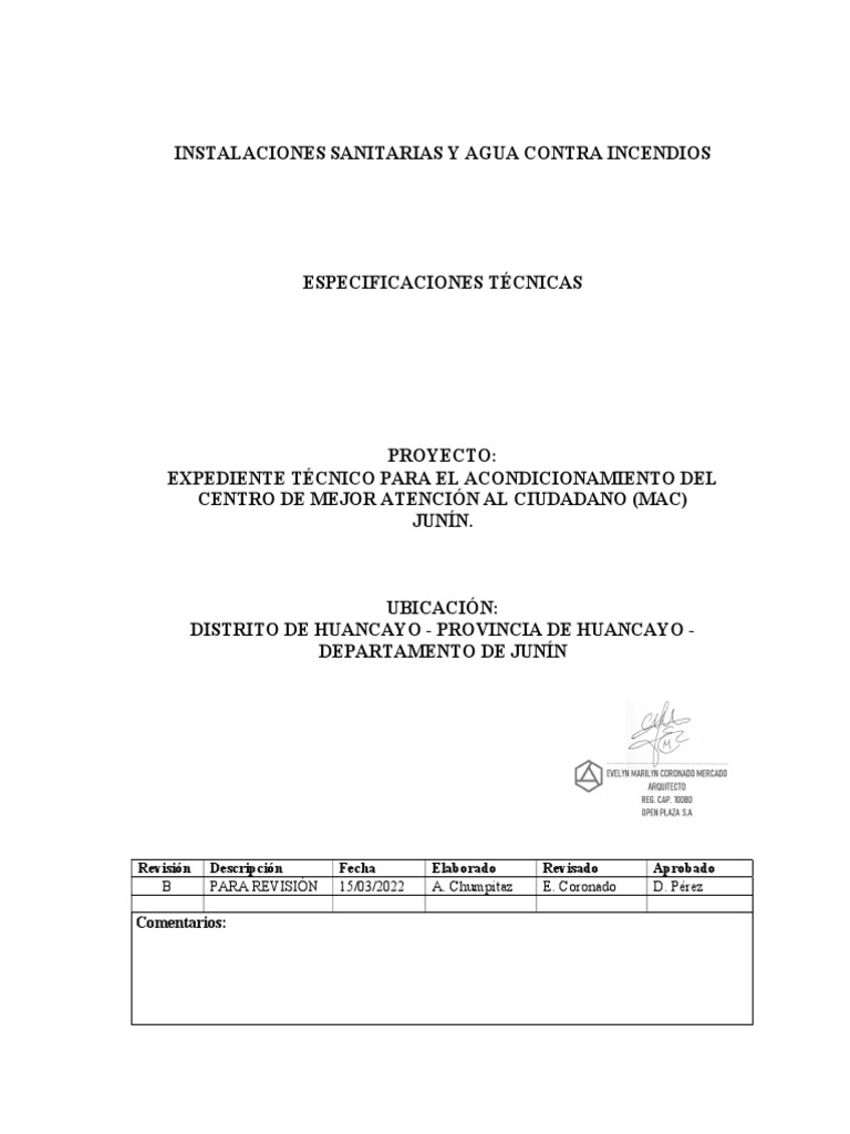 Mac Junin Eett Iiss y Aci 15.03.2022 | PDF | Tap (Válvula) | Tubería (transporte de fluidos)