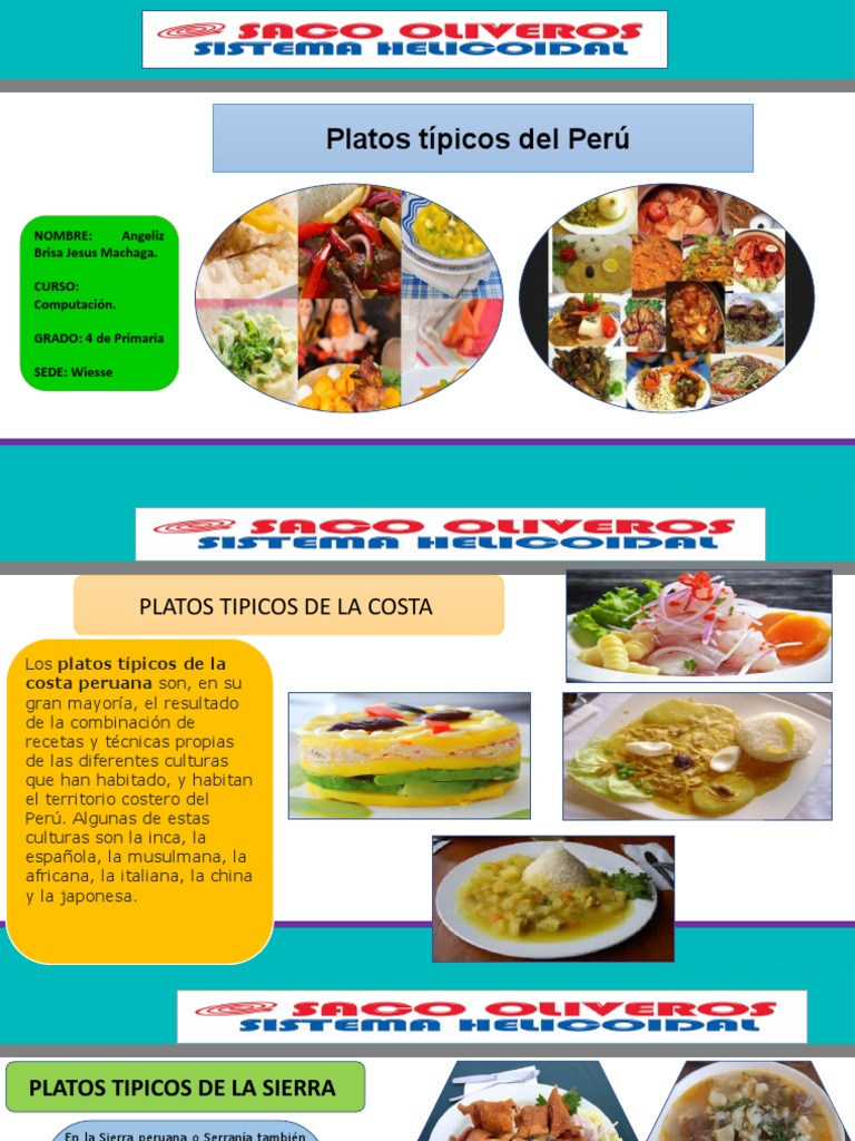Platos Típicos del Perú: Costa, Sierra y Selva | PDF