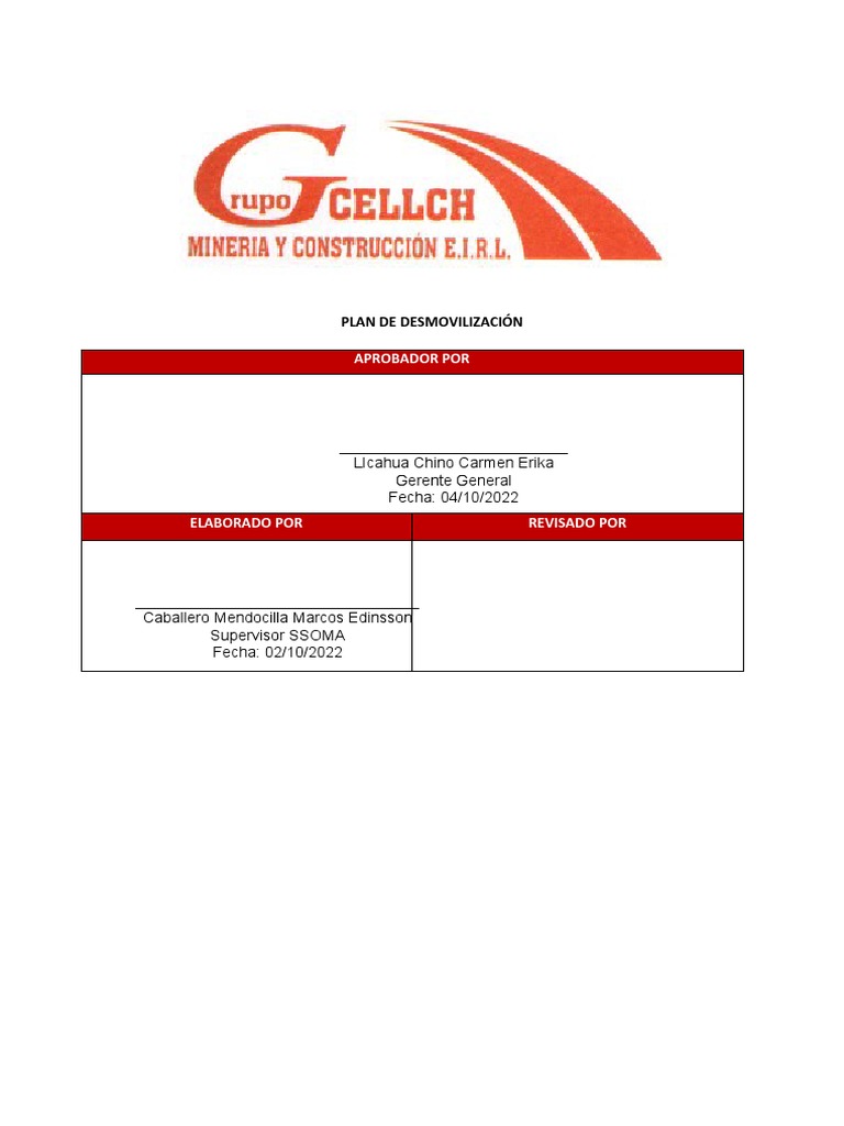 010-Plan de Desmovilización - Avance2 | PDF