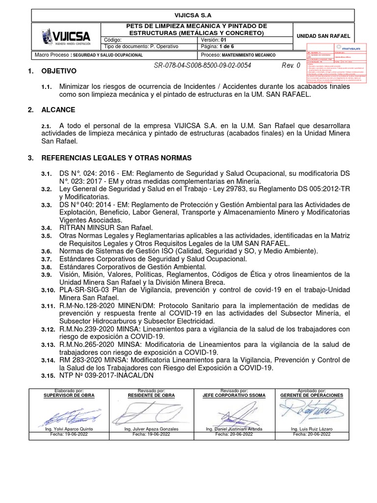 SR 078 04 S008 8500 09 02 0054 - 0 - Aprobado | PDF | Pintar | Seguridad y salud ocupacional