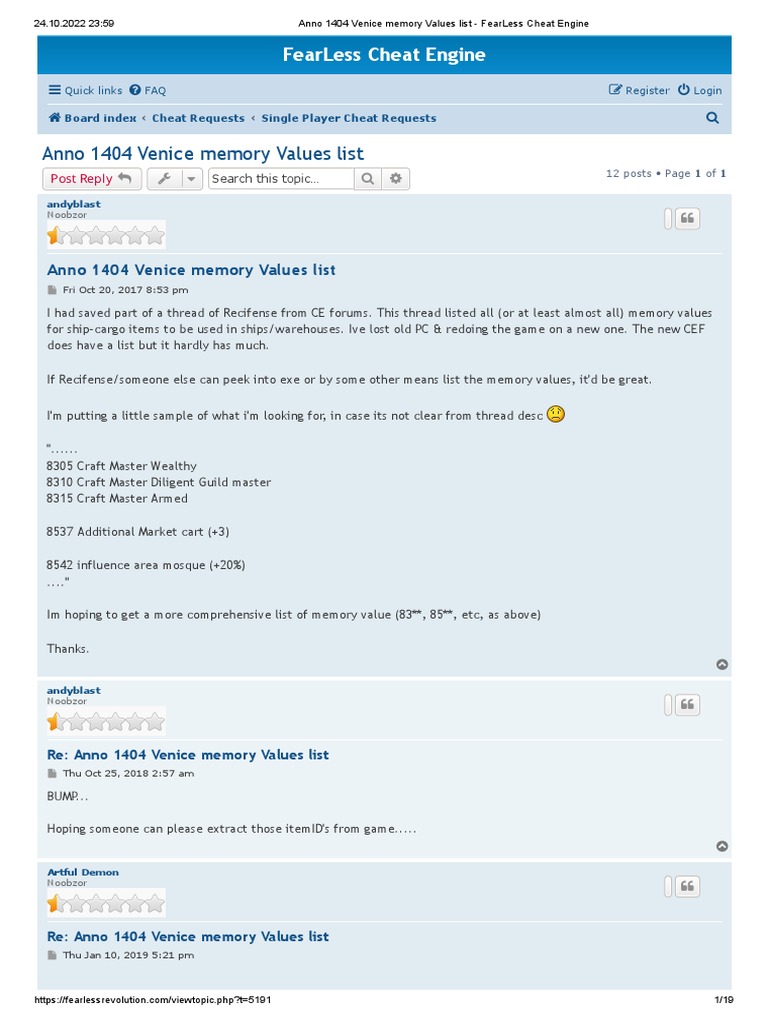 Anno 1404 Venice Memory Values List - FearLess Cheat Engine | PDF | Ships | Castle