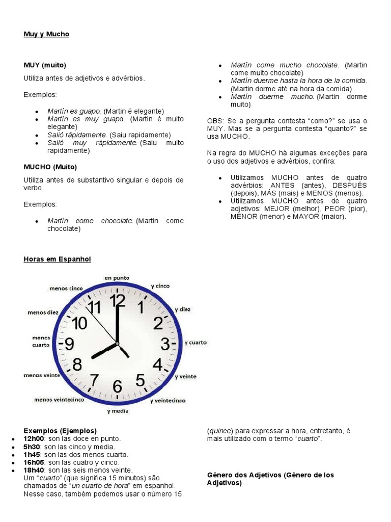 Muy y Mucho | PDF | Adjetivo | Mecânica da linguagem