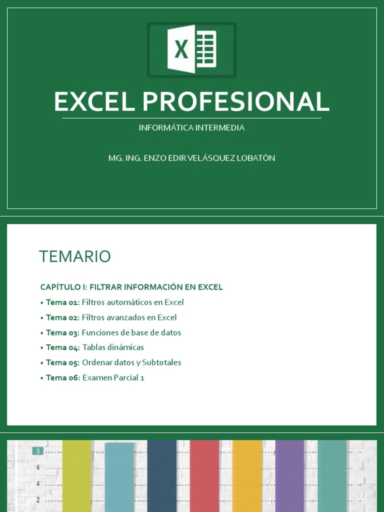01 Presentación Excel | PDF | Microsoft Excel | Desviación Estándar