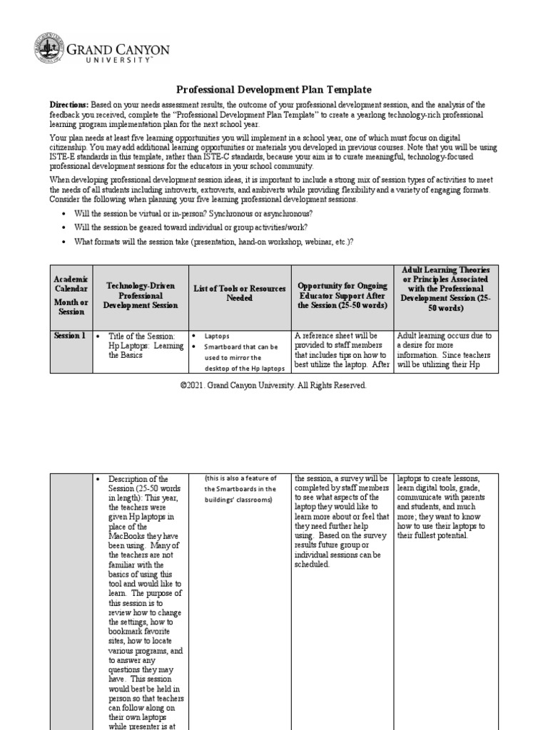Tec 595 Rs Professional Development Plan Template | Download Free PDF ...