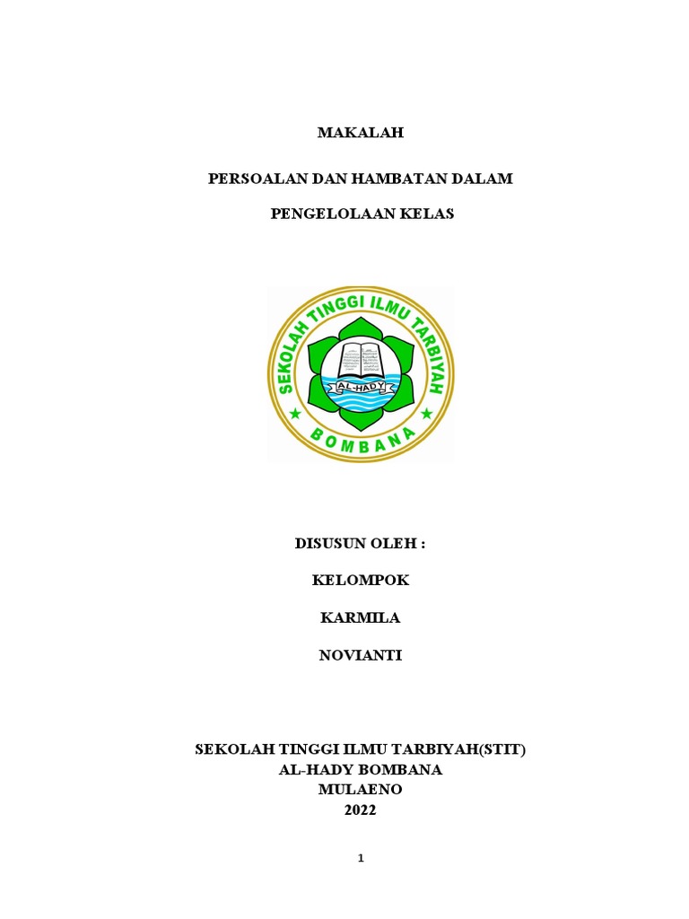 MAKALAH PERSOALAN DAN HAMBATAN DALAM Pengelolaan Kelas-1 | PDF | Karier & Perkembangan