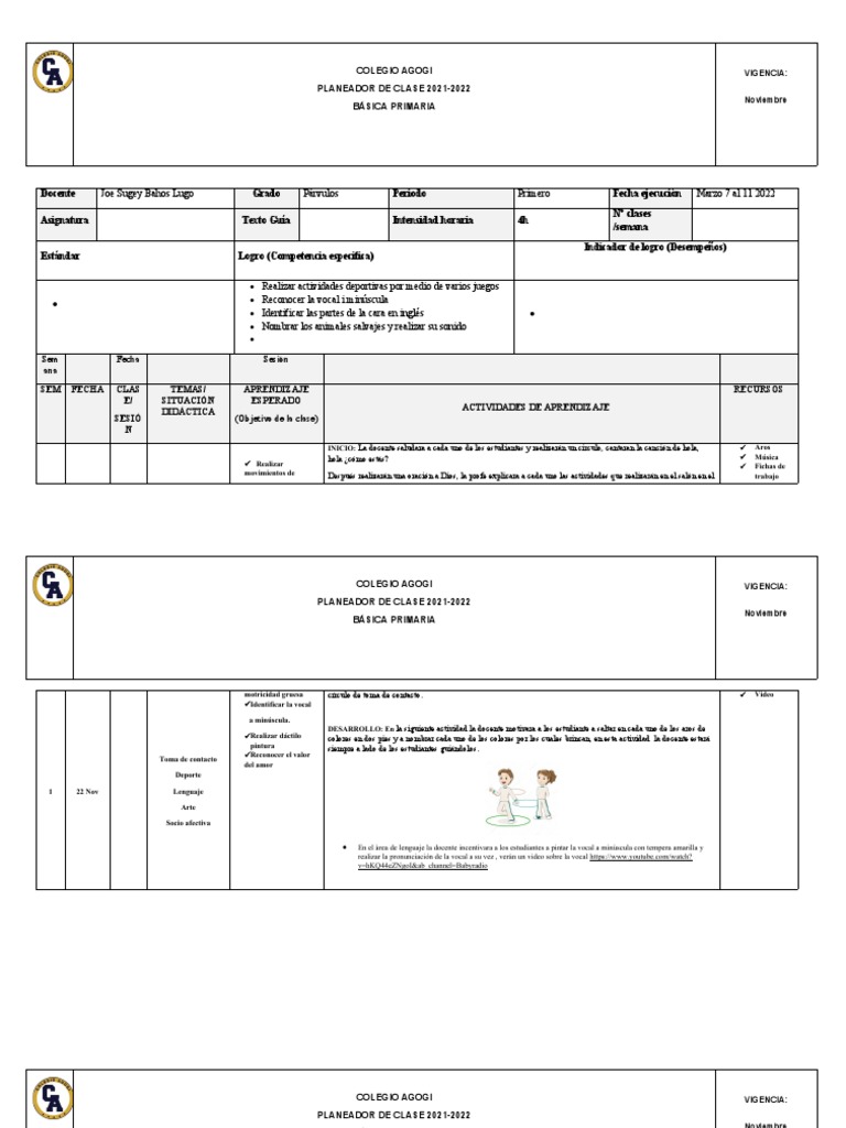 Planeación Del Mes de Noviembre | PDF | Ciencia cognitiva | Cognición