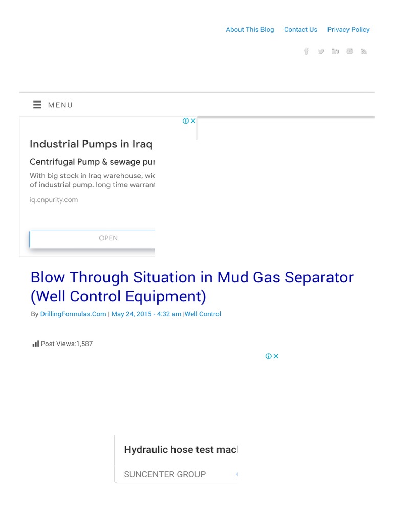 Blow-Through Pressure in Mud Gas Separator | PDF | Chemical Engineering ...