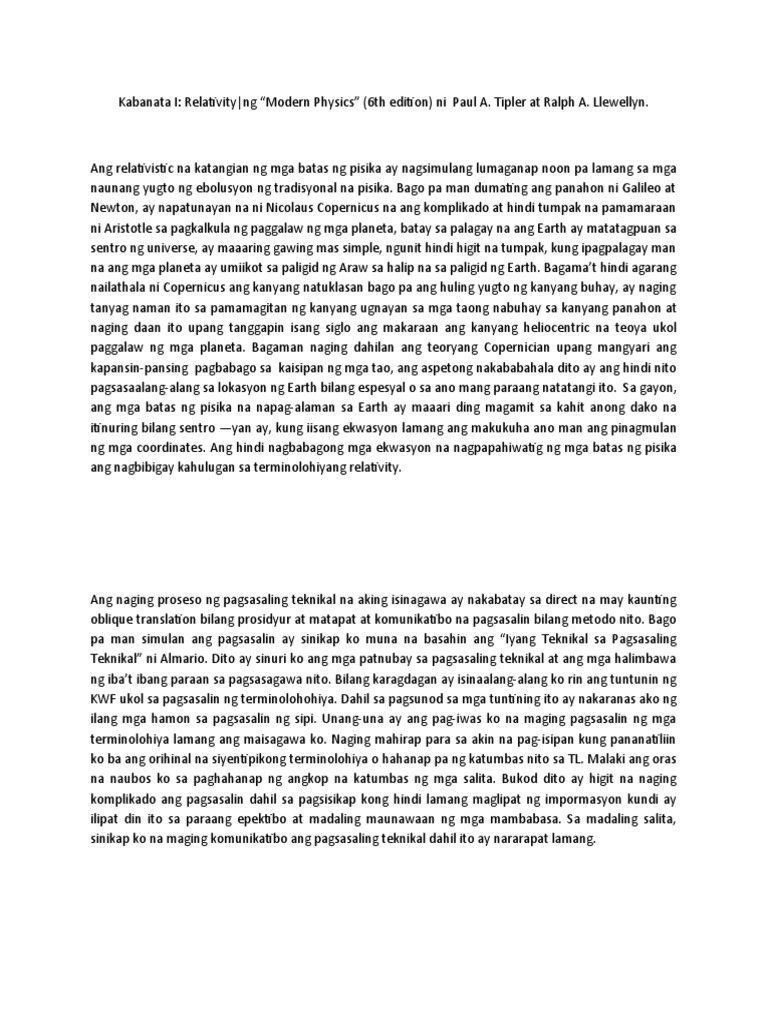 Vitug - Pagsasanay Sa Pagsasaling Teknikal | PDF