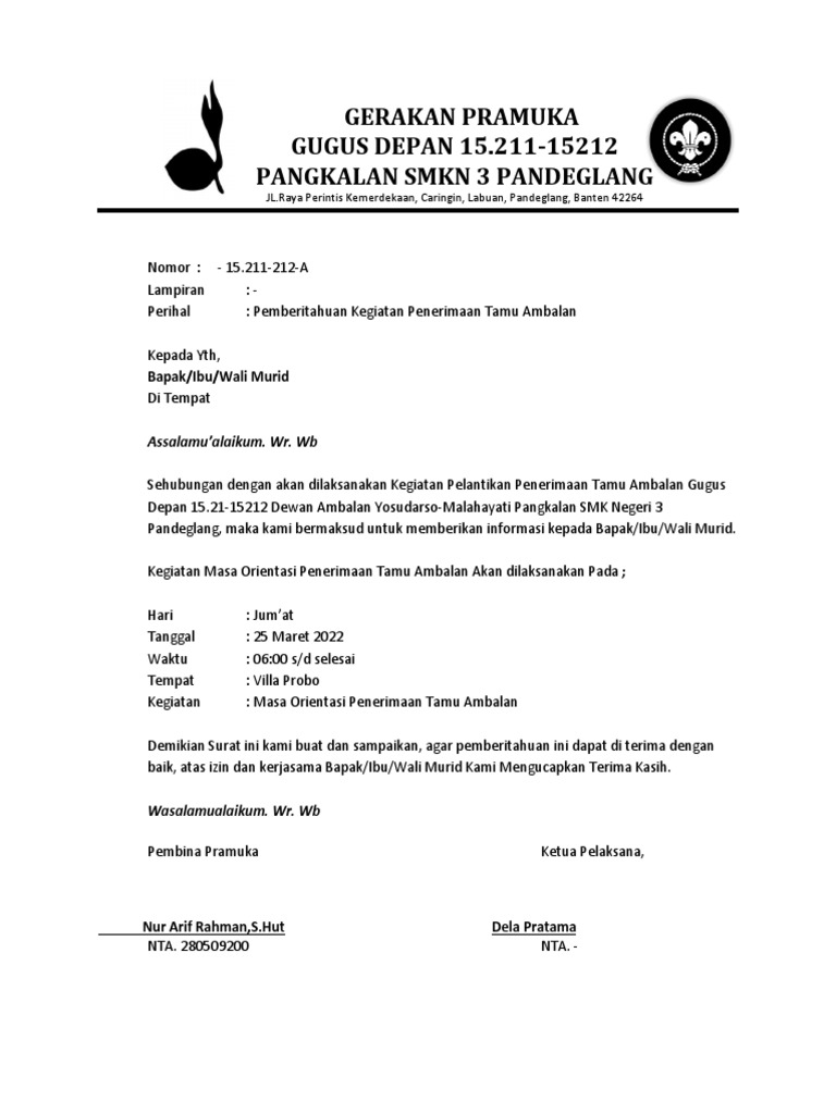Surat - Pemberitahuan - Orang Tua - Pdf-Dikonversi | PDF Surat - Pemberitahuan - Orang Tua - Pdf-Dikonversi | PDF