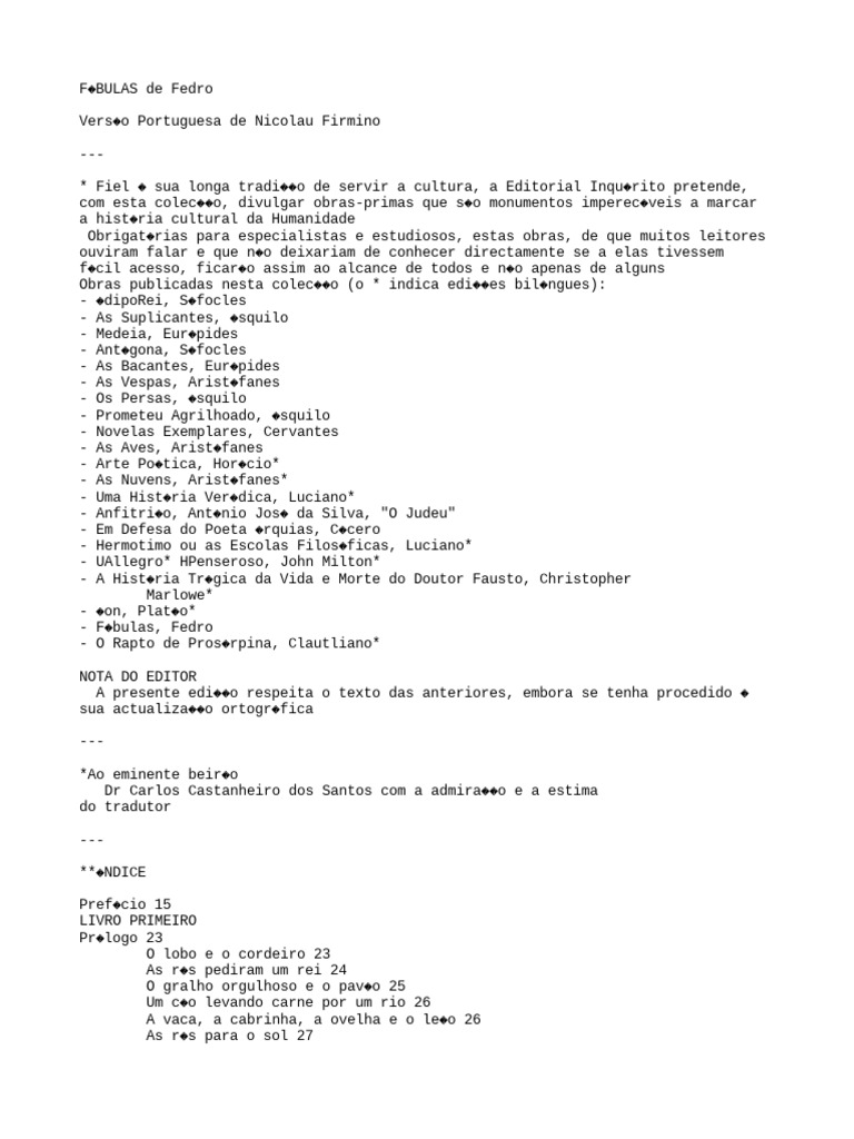 Fedro (F Bulas) Nicolau Firmino | PDF | Ficção Geral