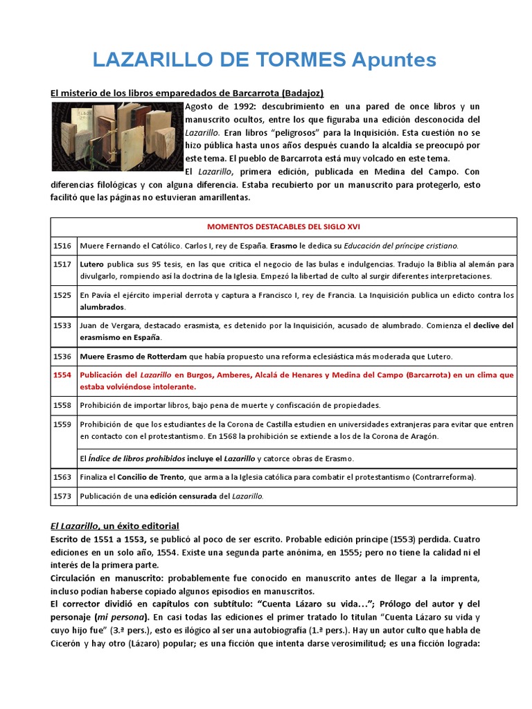 Copia de Lazarillo de Tormes Apuntes | PDF