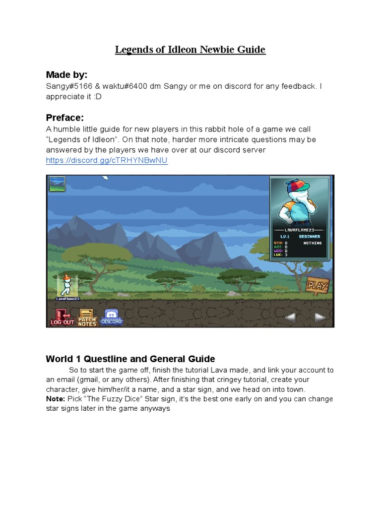 Legends of Idleon Newbie Guide | PDF