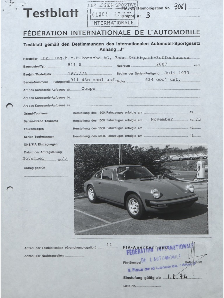 Homologation Form Number 3061 Group 3 | PDF