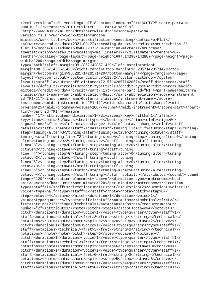 Canción Mixteca - Musicxml | PDF | Computers | Technology & Engineering