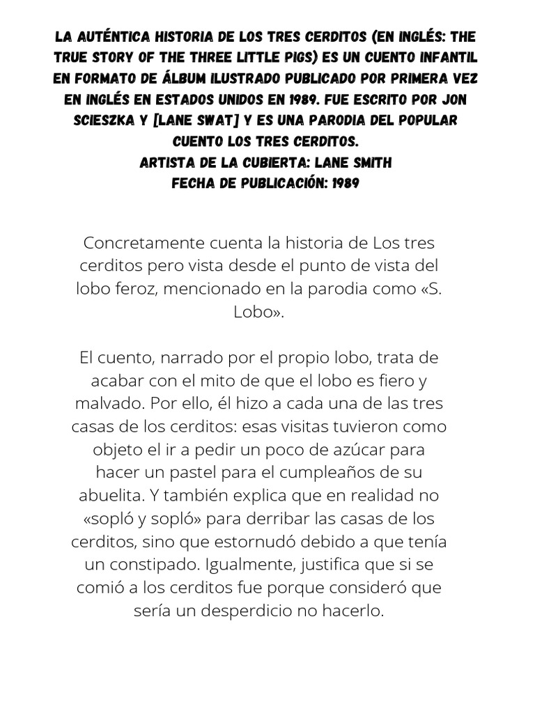 La auténtica historia de los tres cerditos (en inglés The True Story of ...