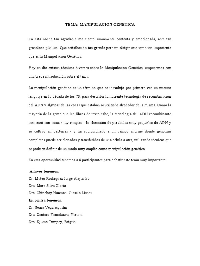 Manipulacion Genetica | PDF | Relaciones personales, crianza y desarrollo personal