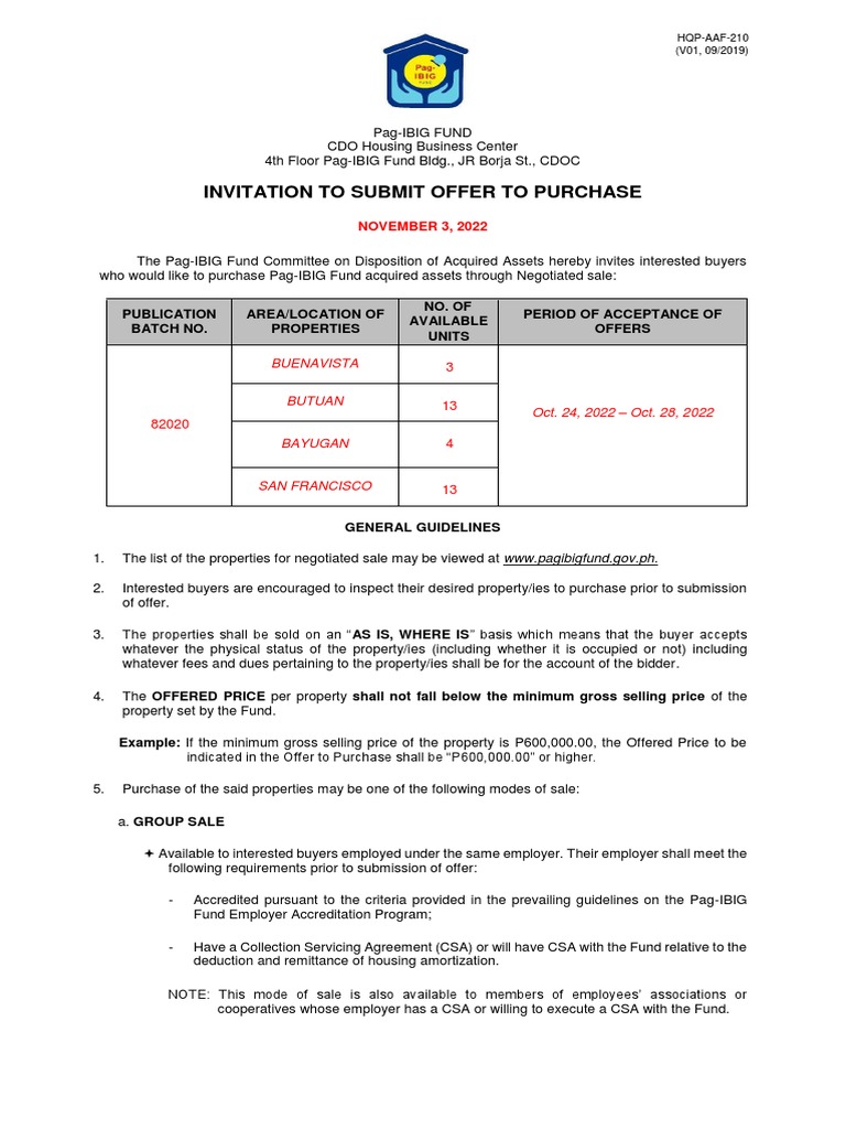 CDO NegoSale Batch 82020 100722 | PDF | Prices | Down Payment