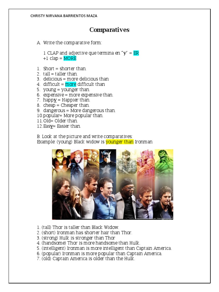 Comparatives Homework CHRUSTY | PDF