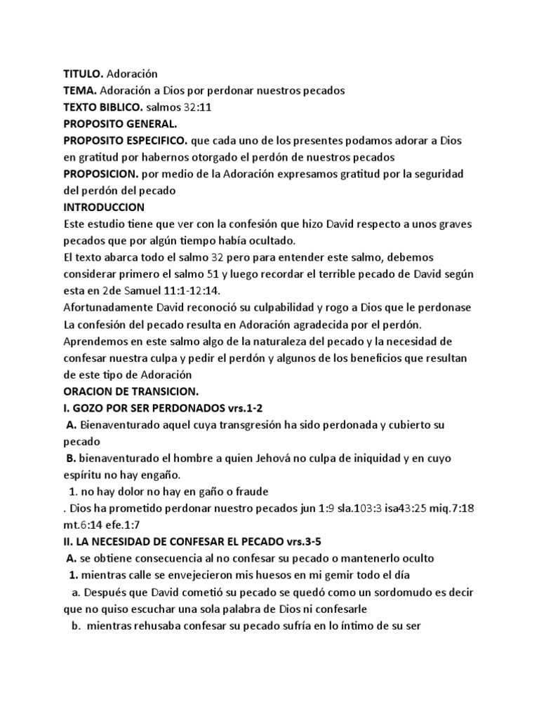 Adoracion Por El Perdon de Pecados | PDF | Pecado | Perdón