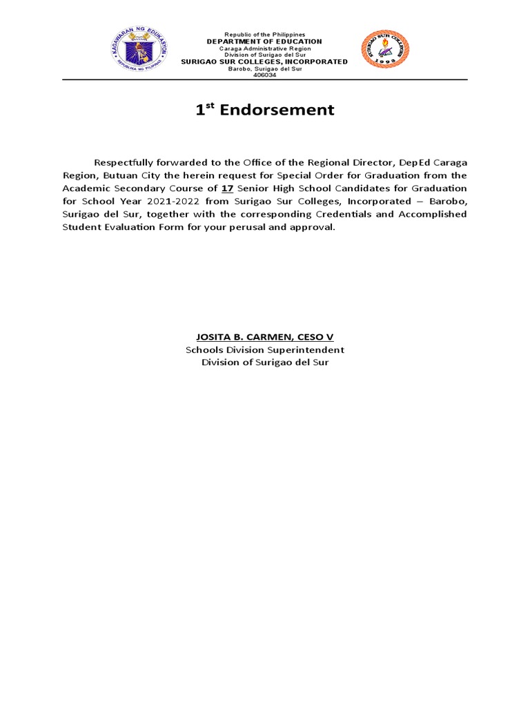 1st Endorsement | PDF
