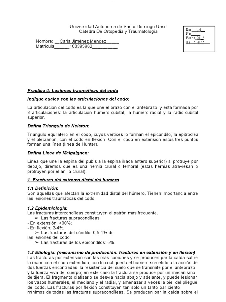 Lesiones Traumaticas Del Codo Guia 4 Pdf Codo Lesión