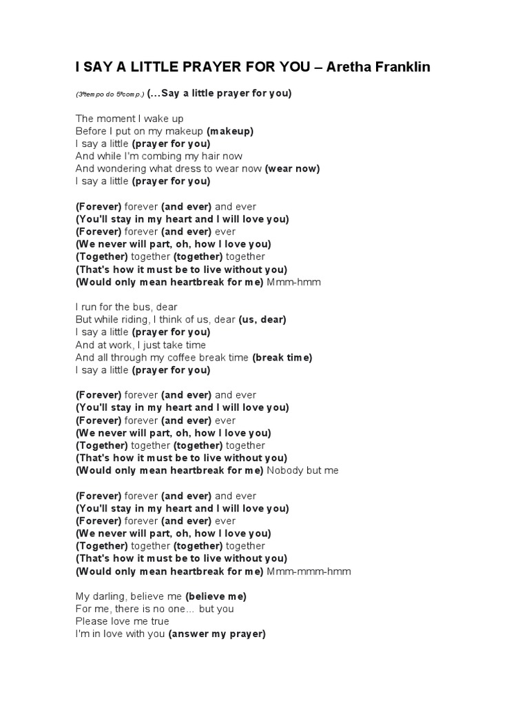 I SAY A LITTLE PRAYER FOR YOU - Letra | PDF